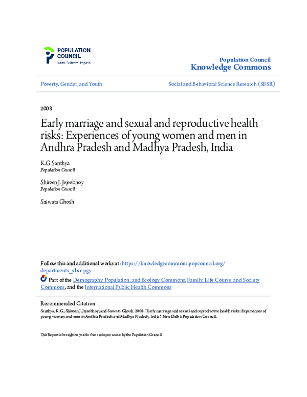 (PDF) Early marriage and sexual and reproductive health risks ...
