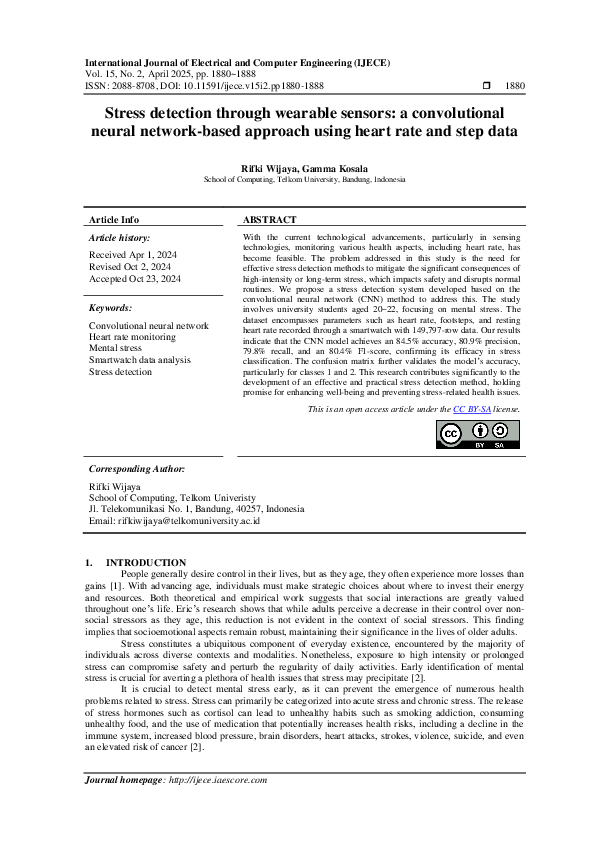 (PDF) Stress detection through wearable sensors: a convolutional neural network-based approach ...