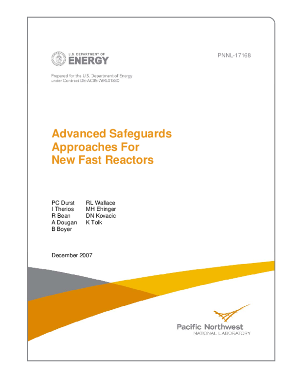 (PDF) Advanced Safeguards Approaches for New Fast Reactors
