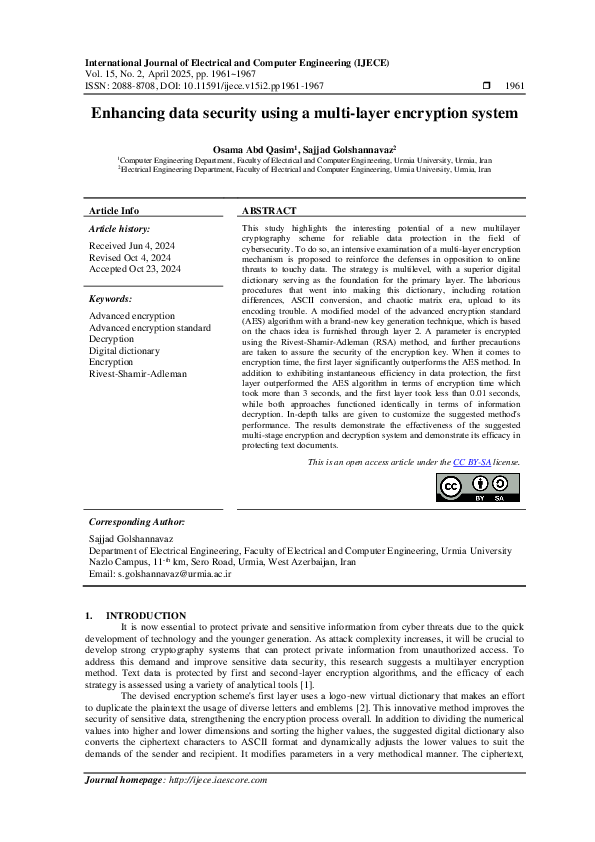 (PDF) Enhancing data security using a multi-layer encryption system