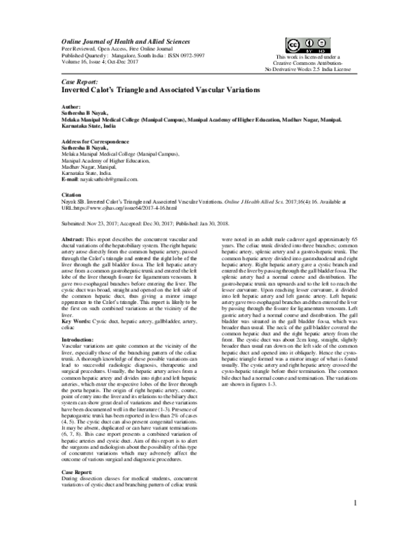 (PDF) Inverted Calot’s Triangle and Associated Vascular Variations