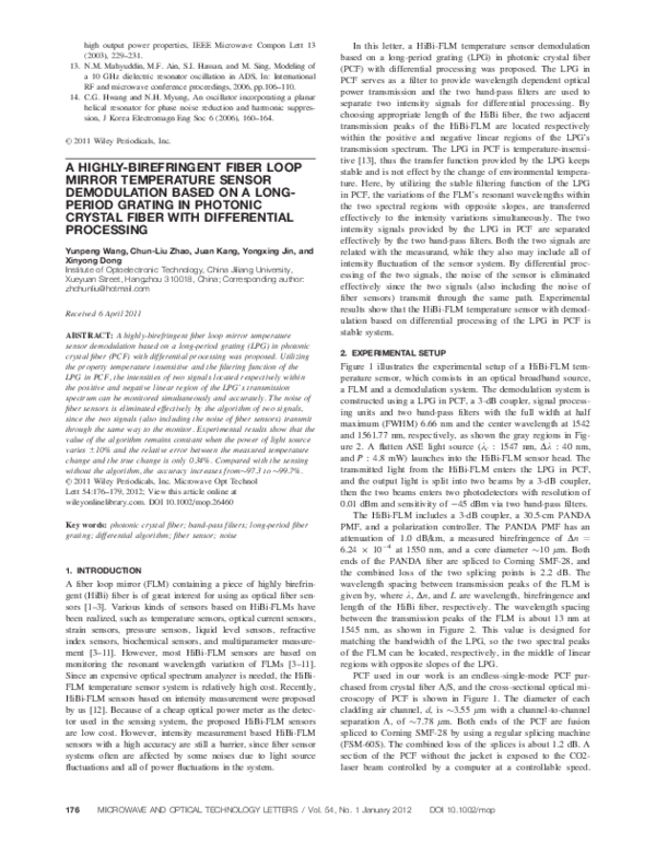 (PDF) A highly‐birefringent fiber loop mirror temperature sensor demodulation based on a long ...