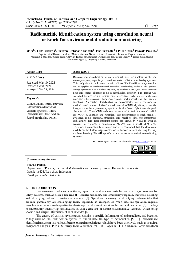 (PDF) Radionuclide identification system using convolution neural network for environmental ...