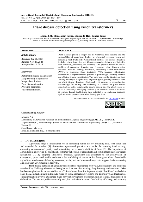 (PDF) Plant disease detection using vision transformers