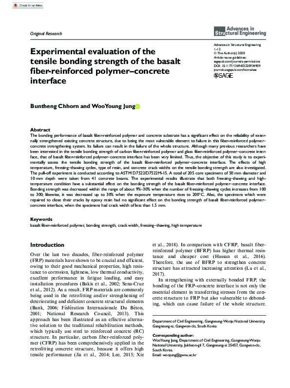(PDF) Experimental evaluation of the tensile bonding strength of the ...