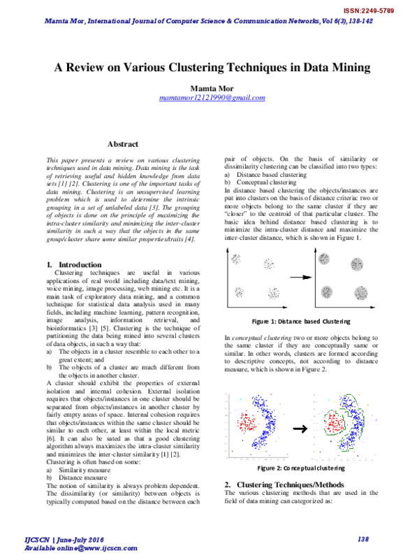 (PDF) A Review on Various Clustering Techniques in Data Mining