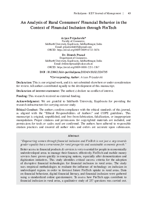 (PDF) An Analysis of Rural Consumers' Financial Behavior in the Context ...