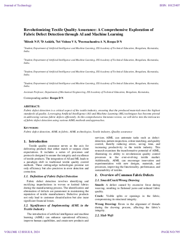 (PDF) Revolutionizing Textile Quality Assurance: A Comprehensive Exploration of Fabric Defect ...