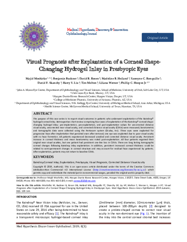 (PDF) Visual Prognosis after Explantation of a Corneal Shape-Changing ...