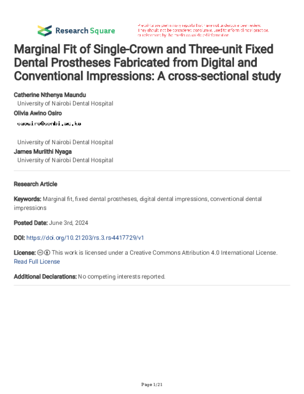 (PDF) Marginal Fit of Single-Crown and Three-unit Fixed Dental ...