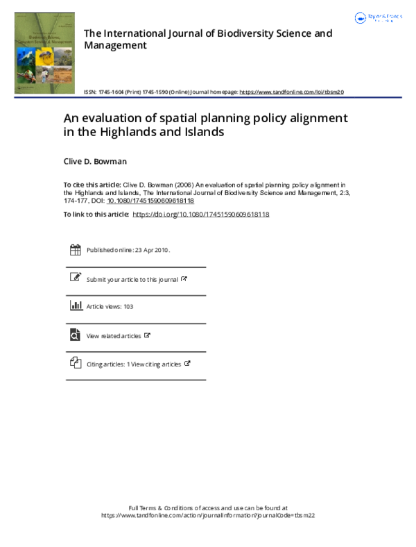 (PDF) An evaluation of spatial planning policy alignment in the ...
