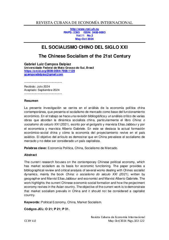 (PDF) EL SOCIALISMO CHINO DEL SIGLO XXI The Chinese Socialism of the ...