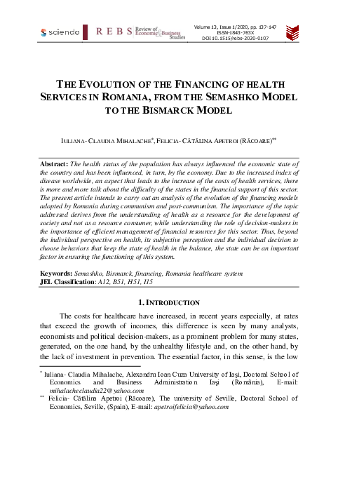 (PDF) The Evolution of the Financing of Health Services in Romania ...