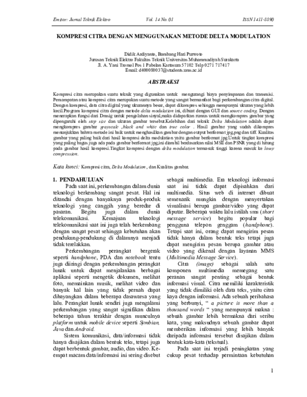 (PDF) Kompresi Citra dengan menggunakan Metode Delta Modulation