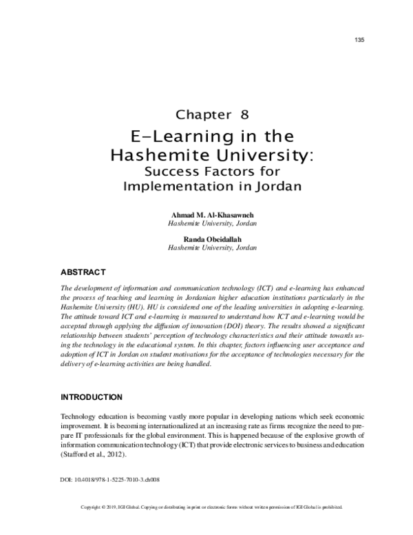 (PDF) E-Learning in the Hashemite University