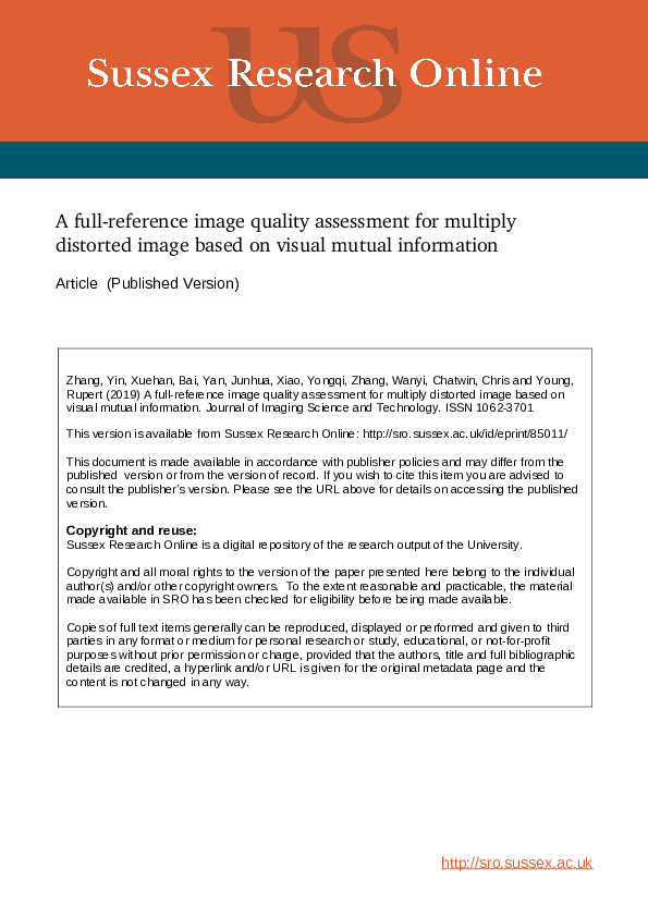 (PDF) A Full-Reference Image Quality Assessment for Multiply Distorted Image based on Visual ...