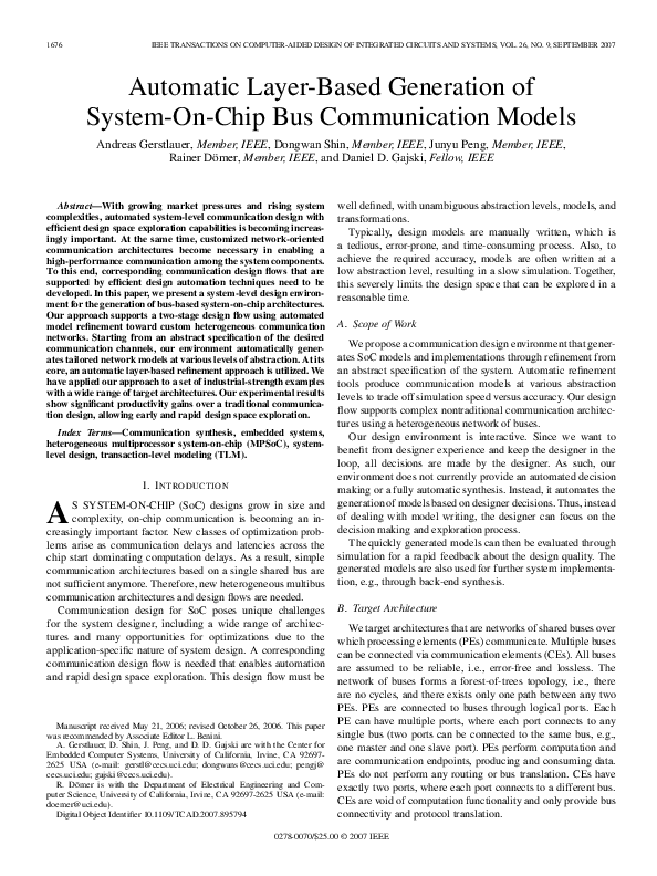 (PDF) Automatic Layer-Based Generation of System-On-Chip Bus Communication Models