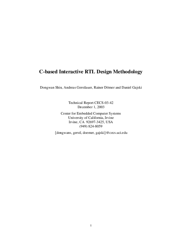 (PDF) C-based Interactive RTL Design Methodology