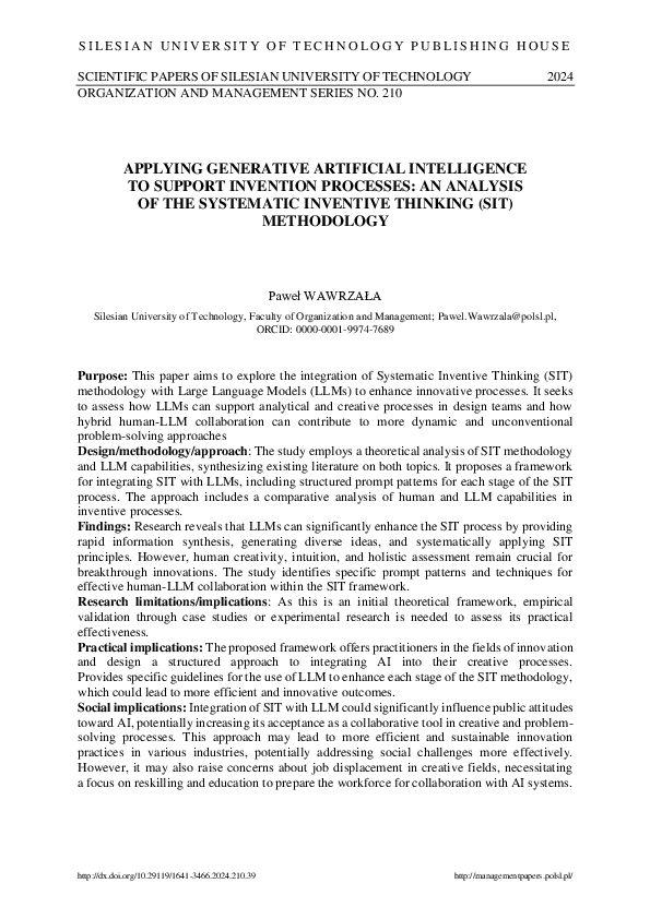 (PDF) Applying Generative Artificial Intelligence To Support Invention Processes: An Analysis Of ...