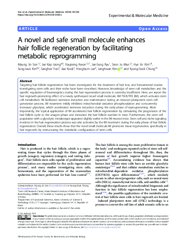 (PDF) A novel and safe small molecule enhances hair follicle ...