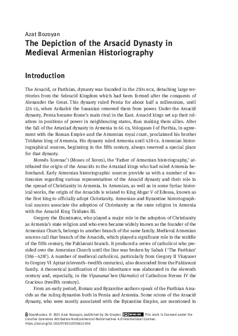 (PDF) The Depiction of the ArsacidD ynasty in Medieval Armenian ...
