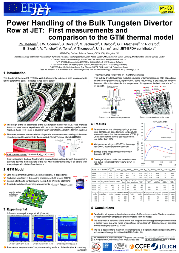 (PDF) Power handling of the bulk tungsten divertor row at JET: First ...