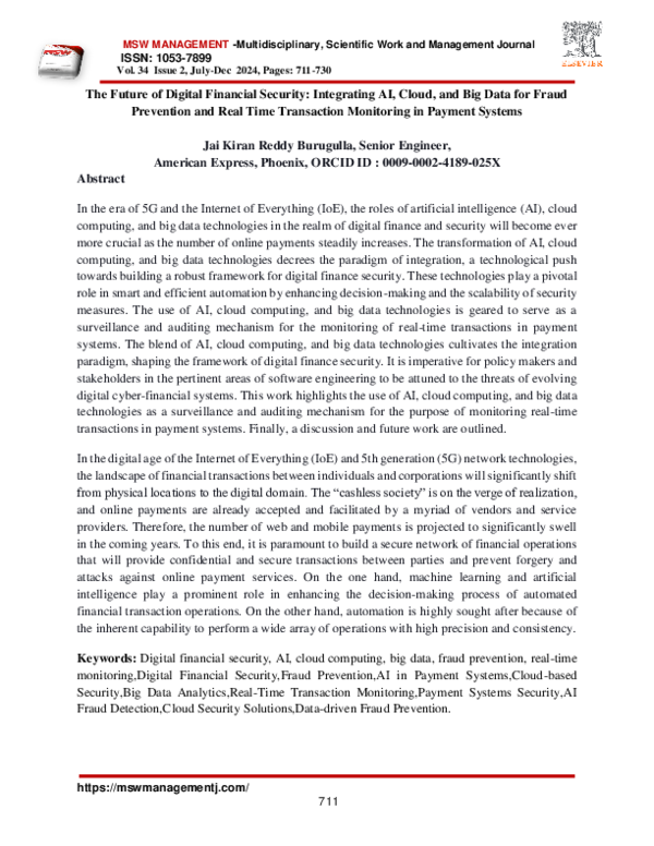 (PDF) The Future of Digital Financial Security: Integrating AI, Cloud, and Big Data for Fraud ...