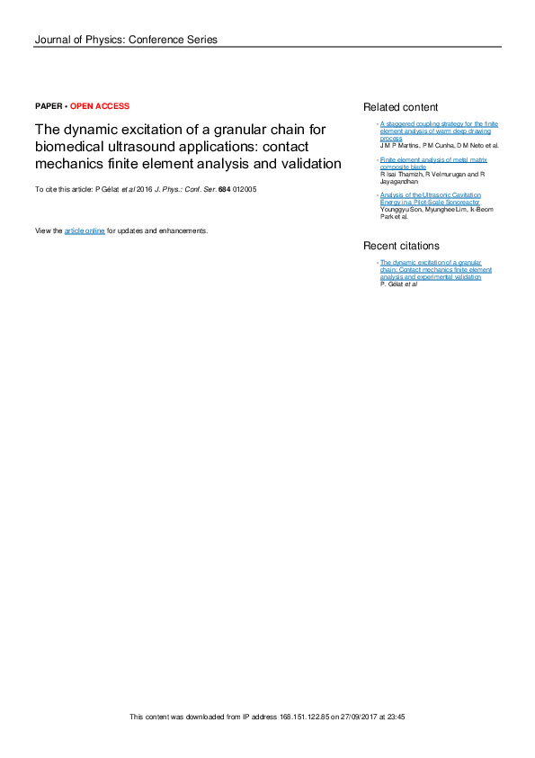 (PDF) The dynamic excitation of a granular chain for biomedical ...