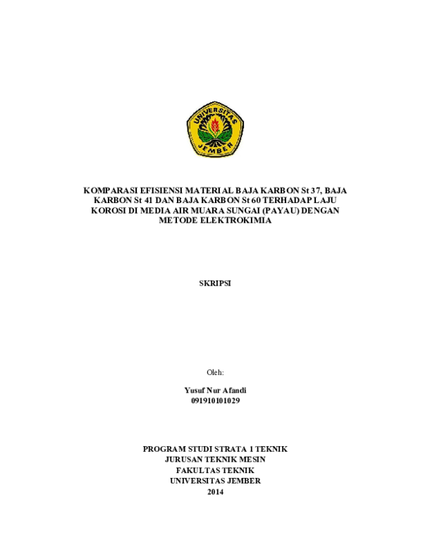 (PDF) KOMPARASI EFISIENSI MATERIAL BAJA KARBON St 37, BAJA KARBON St 41 ...