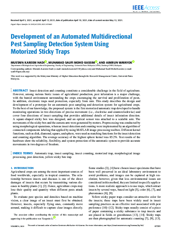 (PDF) Development of an Automated Multidirectional Pest Sampling Detection System Using ...
