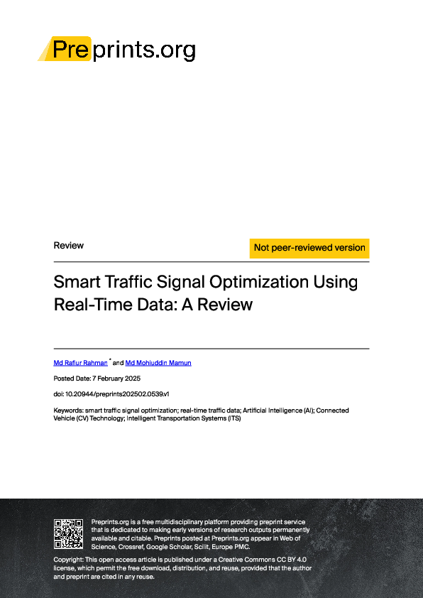 (PDF) Smart Traffic Signal Optimization Using Real-Time Data: A Review
