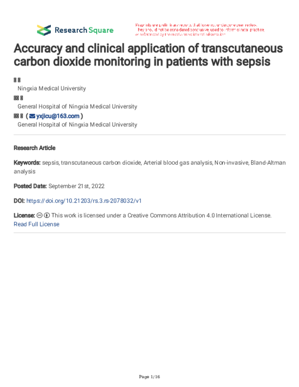 (PDF) Accuracy and clinical application of transcutaneous carbon ...