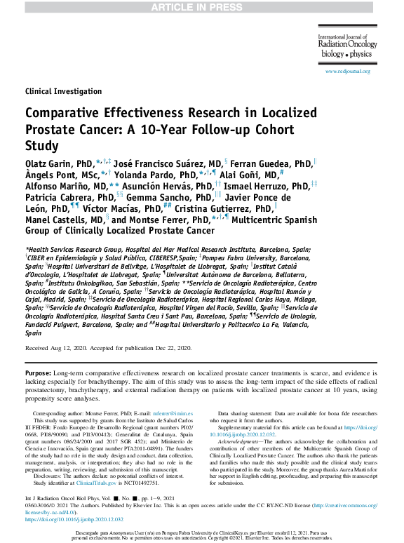 (PDF) Comparative Effectiveness Research in Localized Prostate Cancer ...