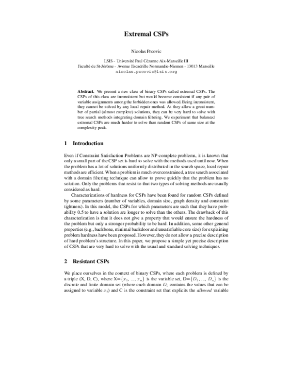 (PDF) Extremal CSPs