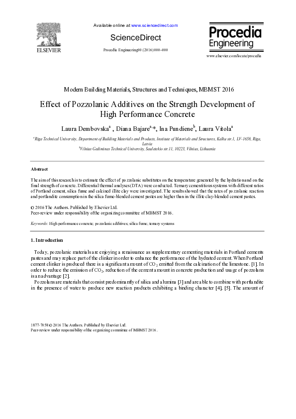 (PDF) Effect of Pozzolanic Additives on the Strength Development of ...