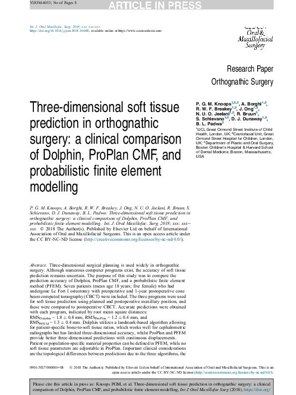 (PDF) Three-dimensional soft tissue prediction in orthognathic surgery: a clinical comparison of ...