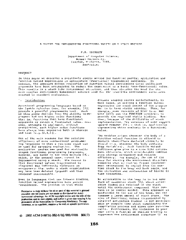 (PDF) A scheme for implementing functional values on a stack machine