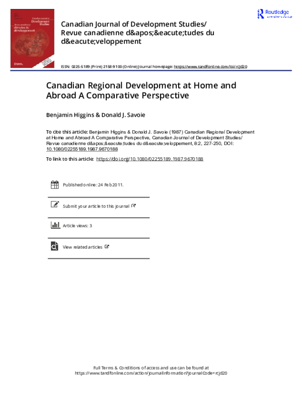 (PDF) Canadian Regional Development at Home and Abroad A Comparative ...
