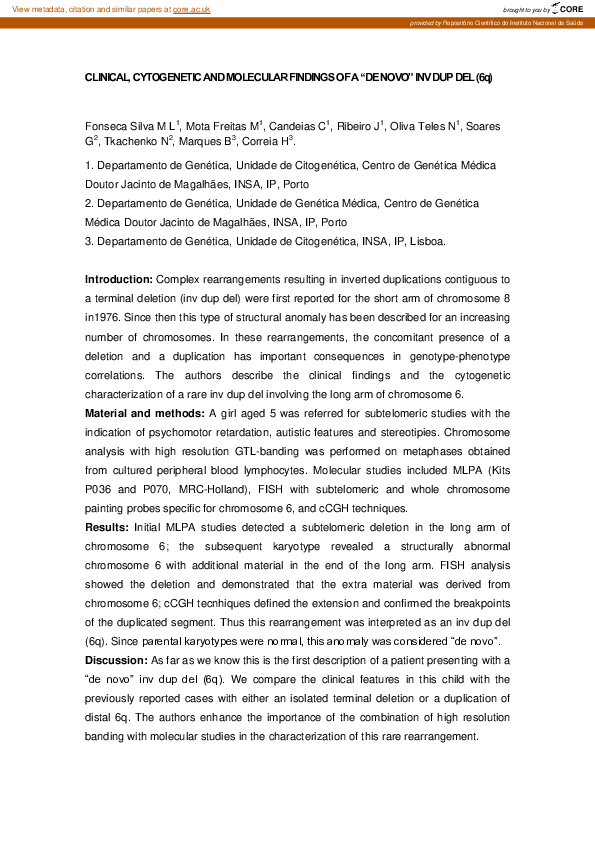 (PDF) Clinical, cytogenetic and molecular findings of a “de novo” inv ...