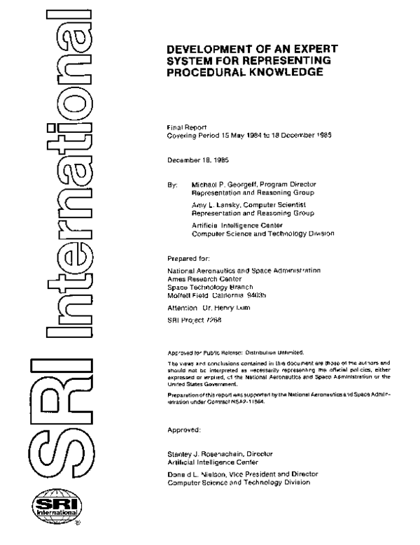 (PDF) Development of an Expert System for Representing Procedural Knowledge