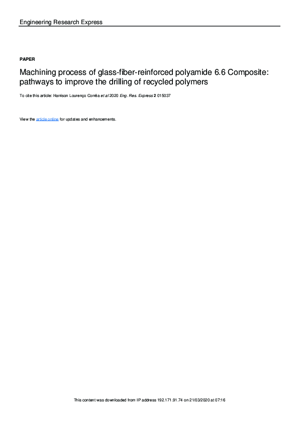 (PDF) Machining process of glass-fiber-reinforced polyamide 6.6 ...