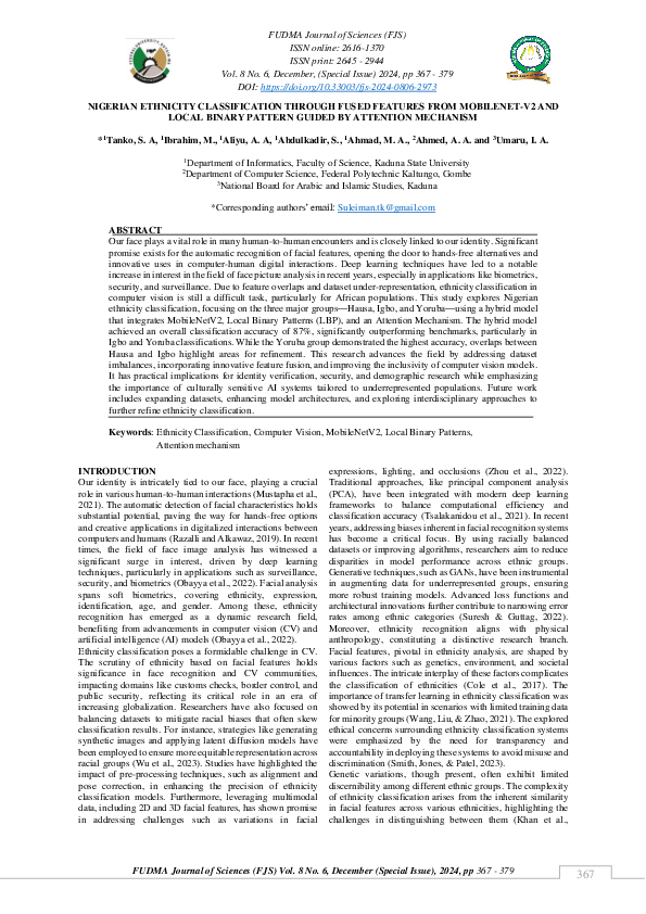 (PDF) NIGERIAN ETHNICITY CLASSIFICATION THROUGH FUSED FEATURES FROM MOBILENET-V2 AND LOCAL ...