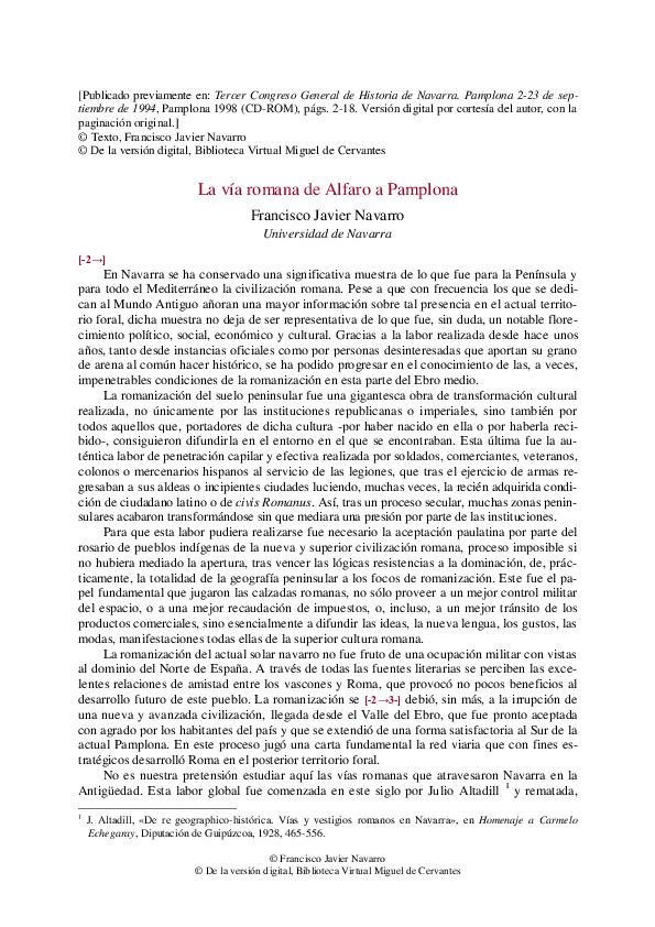 (PDF) La vía romana de Alfaro a Pamplona