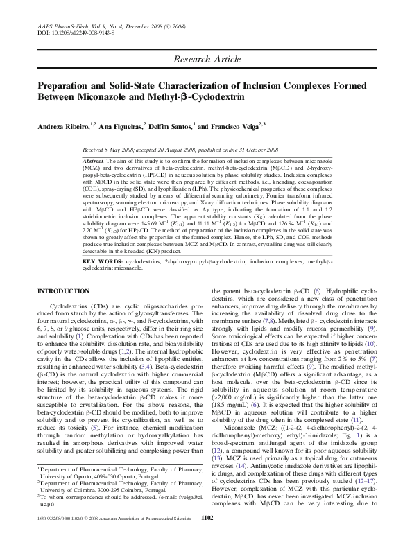 (PDF) Preparation and Solid-State Characterization of Inclusion Complexes Formed Between ...