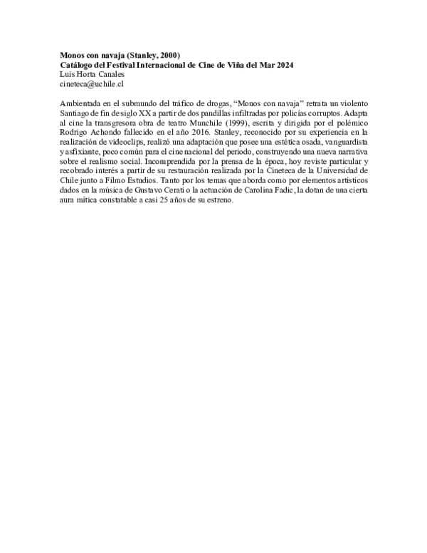 (PDF) Monos con navaja (Stanley, 2000) Catálogo del Festival ...