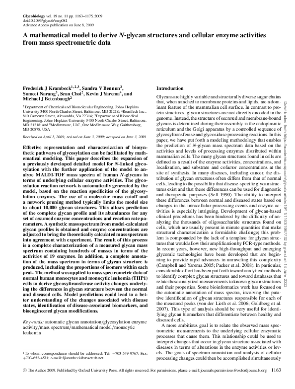 (PDF) A mathematical model to derive N-glycan structures and cellular enzyme activities from ...