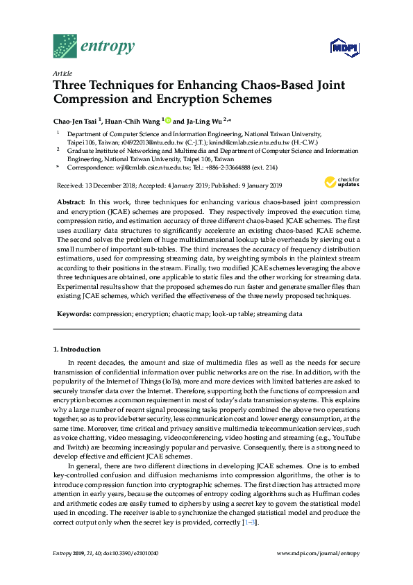 (PDF) Three Techniques for Enhancing Chaos-Based Joint Compression and ...