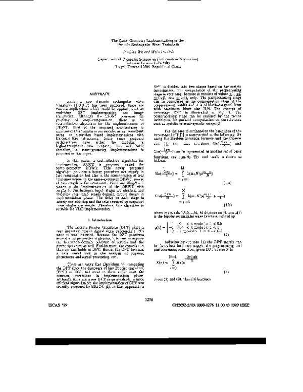 (PDF) The same-geometry implementations of the discrete rectangular wave transform