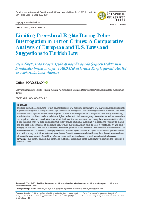 (PDF) Limiting Procedural Rights During Police Interrogation in Terror ...
