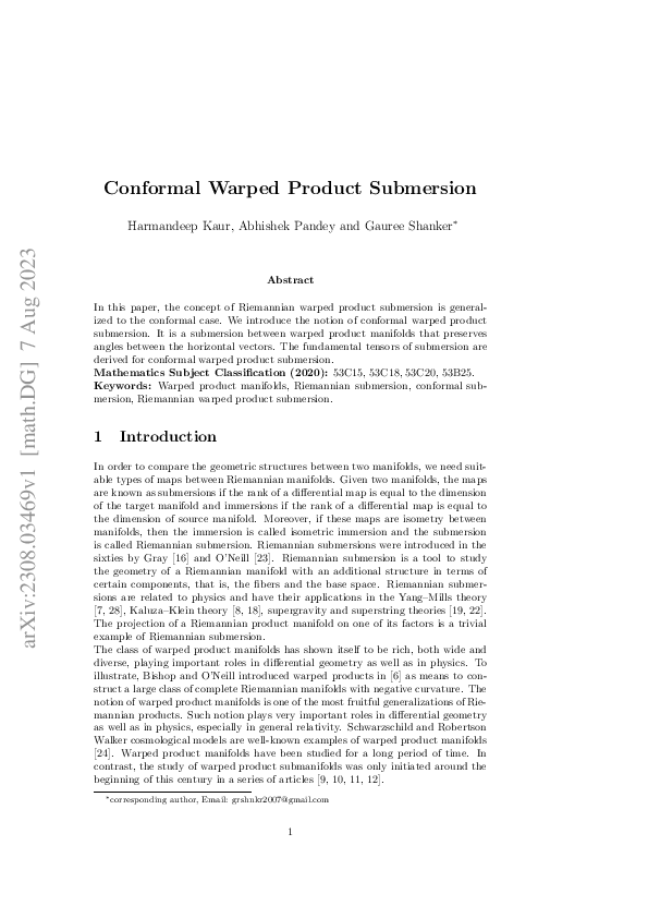 (PDF) Conformal Warped Product Submersion
